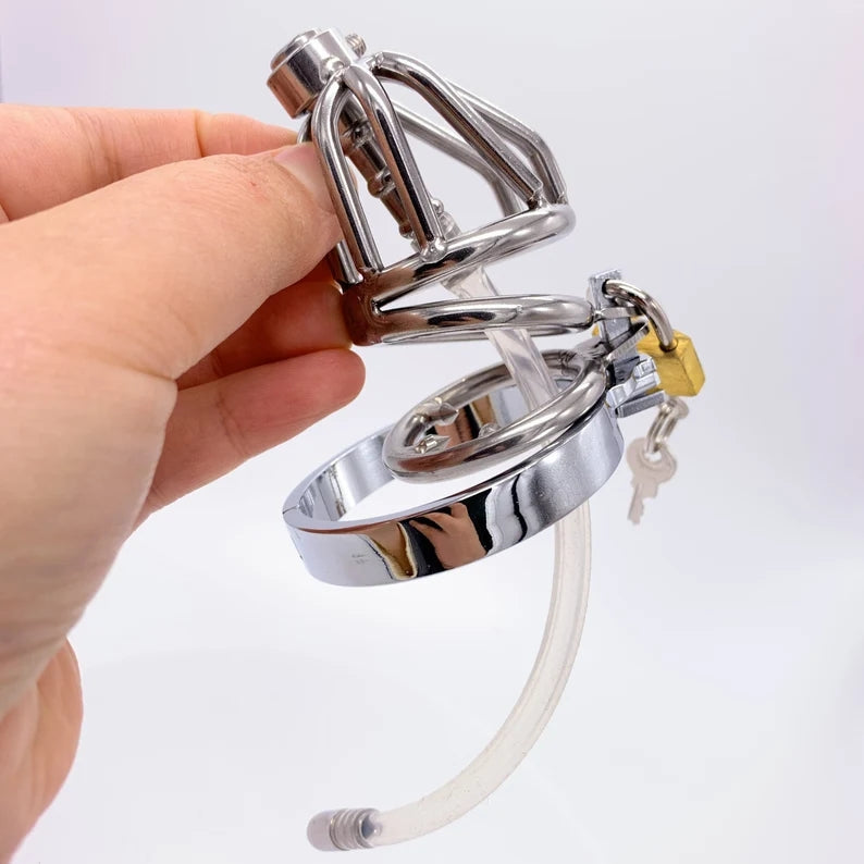 Male Chastity Device With Urethral Catheter Barbed Anti-off Ring – JUPUDA