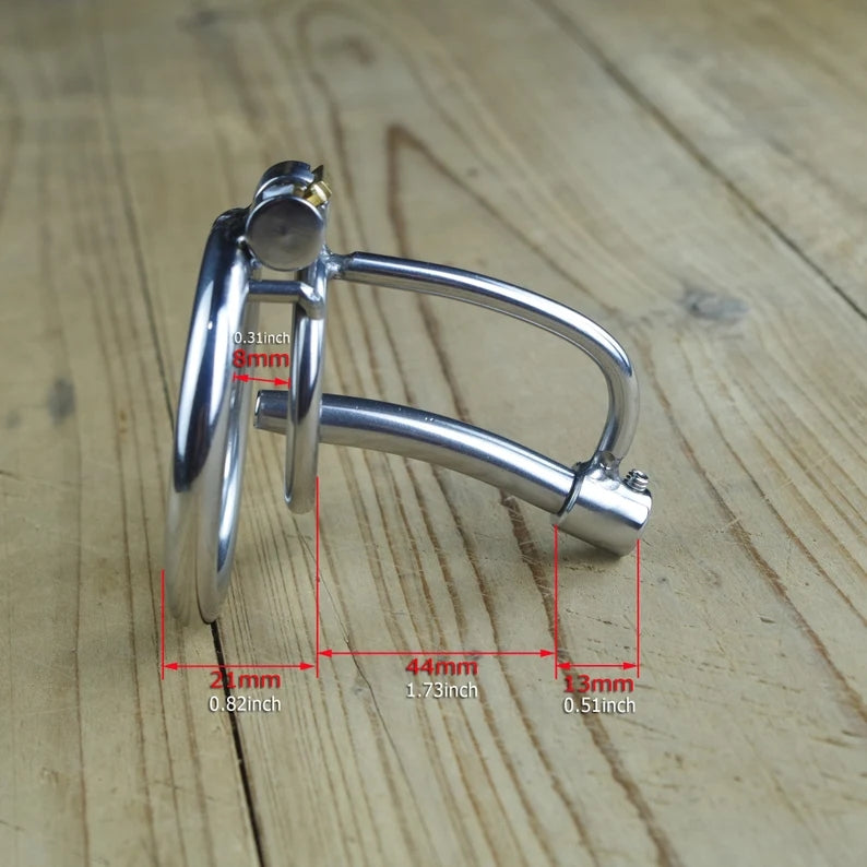 Male Chastity Cock Cage With Urethral Sounds Stainless Steel Tiny Peni ...