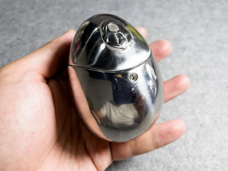Stainless Steel Male Egg-Type Fully Restraint Chastity Device Cage Bon ...